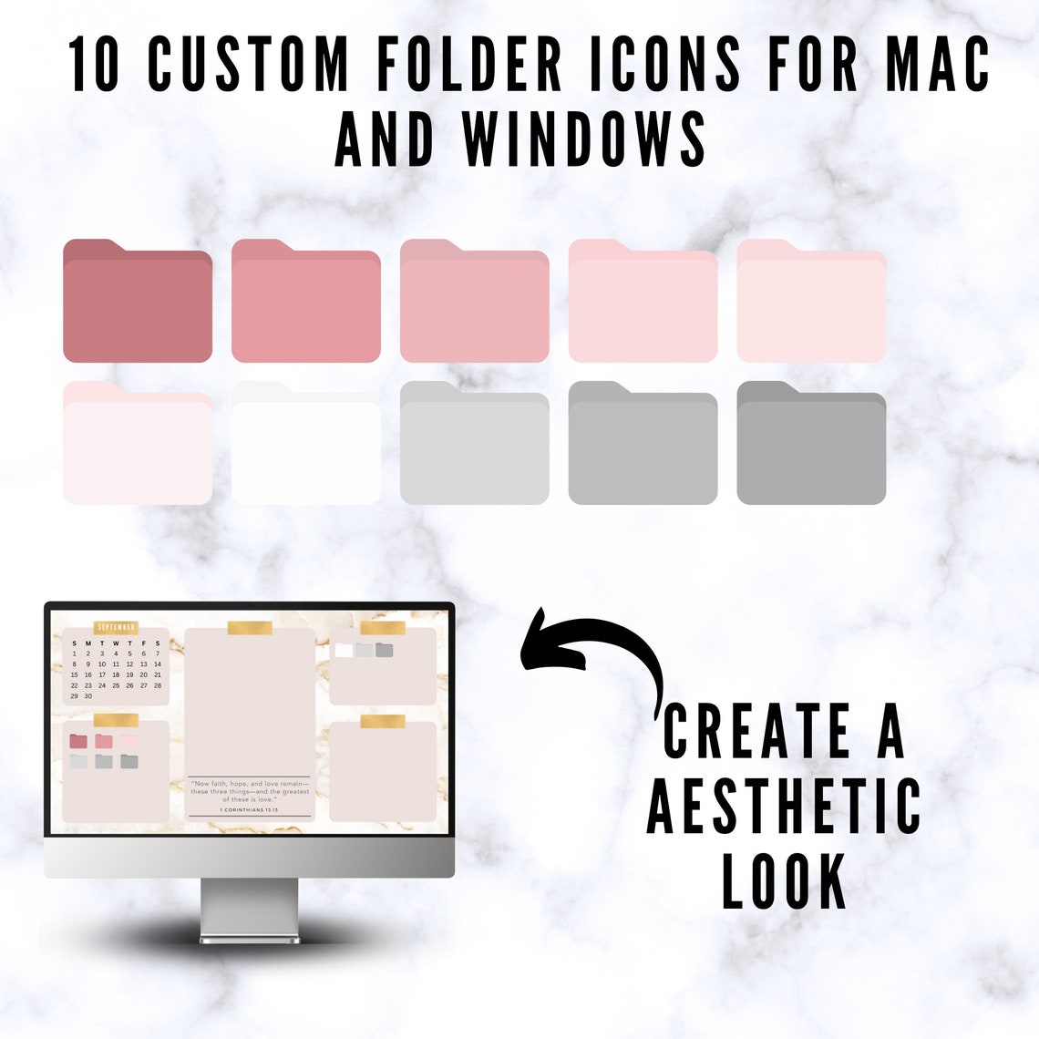 Desktop Wallpaper With Folder Icons and Monthly Calendar Minimalist ...