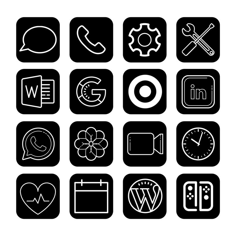 App Icons Black for Ios 14. Minimalist App Icons for Ios 14. - Etsy