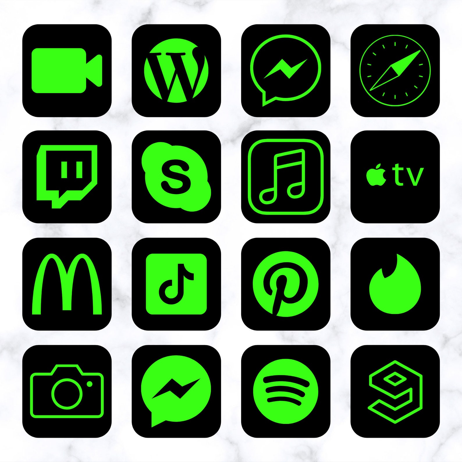 App Icons Green for Ios 14 to Customize Your iPhone Home Screen. Ios14 ...
