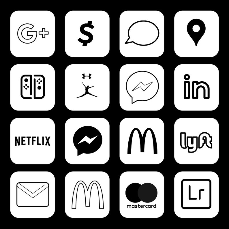 App Icons White and Black Minimalist Theme for Ios 14 - Etsy