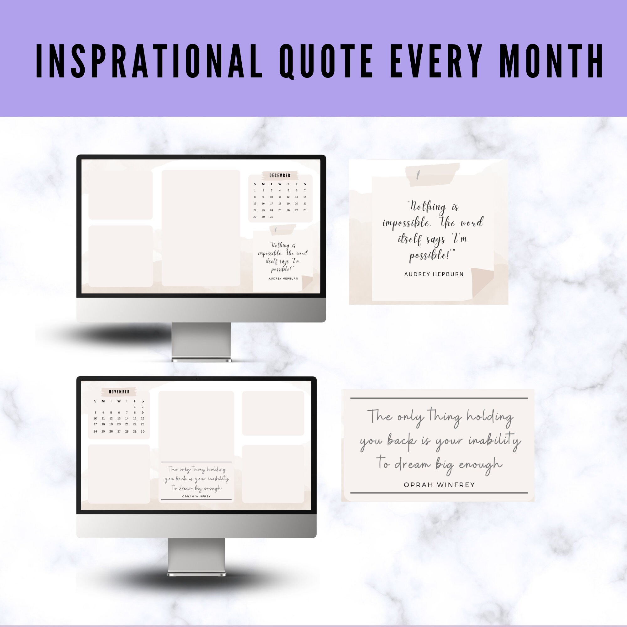 Neutral Desktop Organizer Wallpaper With Folder Icons and Monthly ...