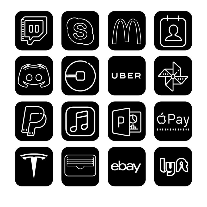App Icons Black for Ios 14. Minimalist App Icons for Ios 14. - Etsy