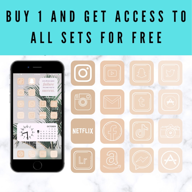 200 Beige App Icons for IOS 14 Update. Minimalist Icons for - Etsy