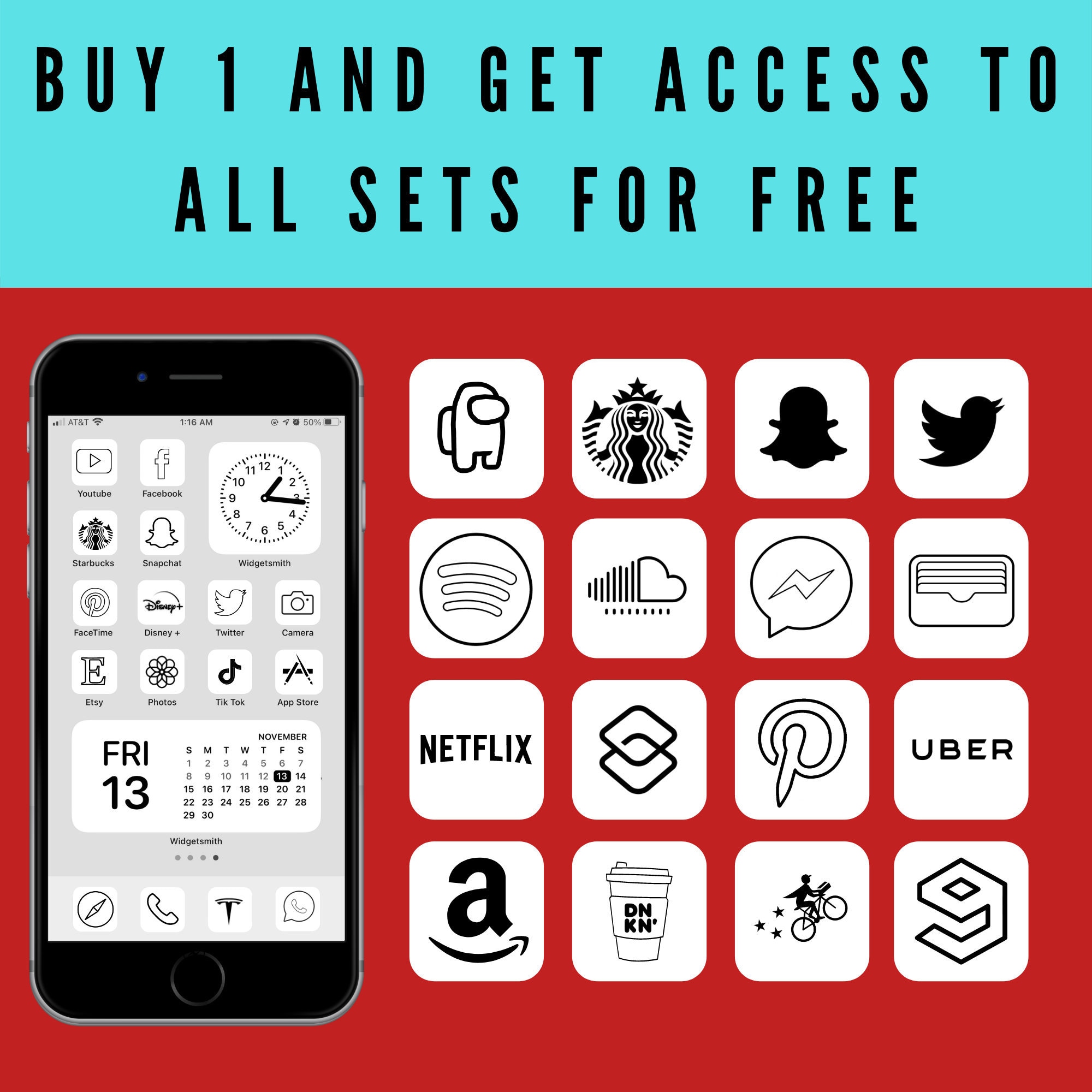 App Icons White and Black Minimalist Theme for Ios 14 - Etsy