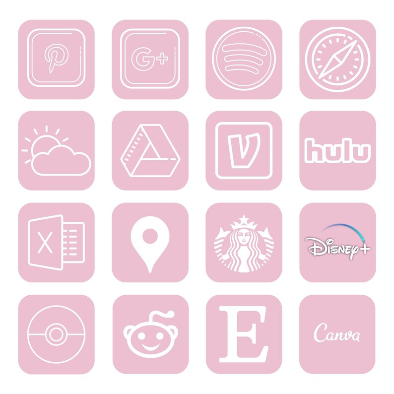 App Icons Pink for Ios 14 Update. Aesthetic Pink Ios 14 App - Etsy