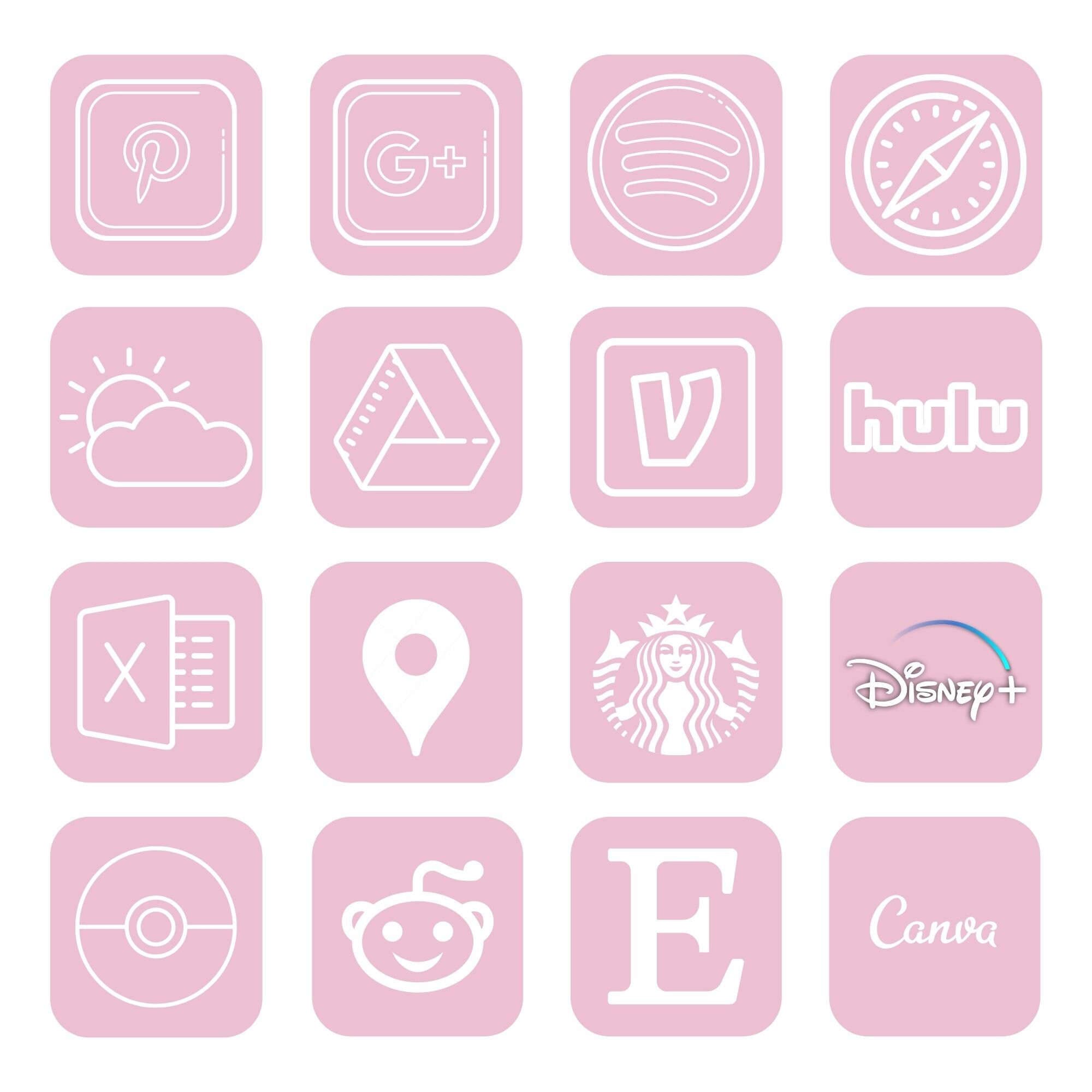 App icons pink for iOS 14 Update. Aesthetic pink iOS 14 app | Etsy