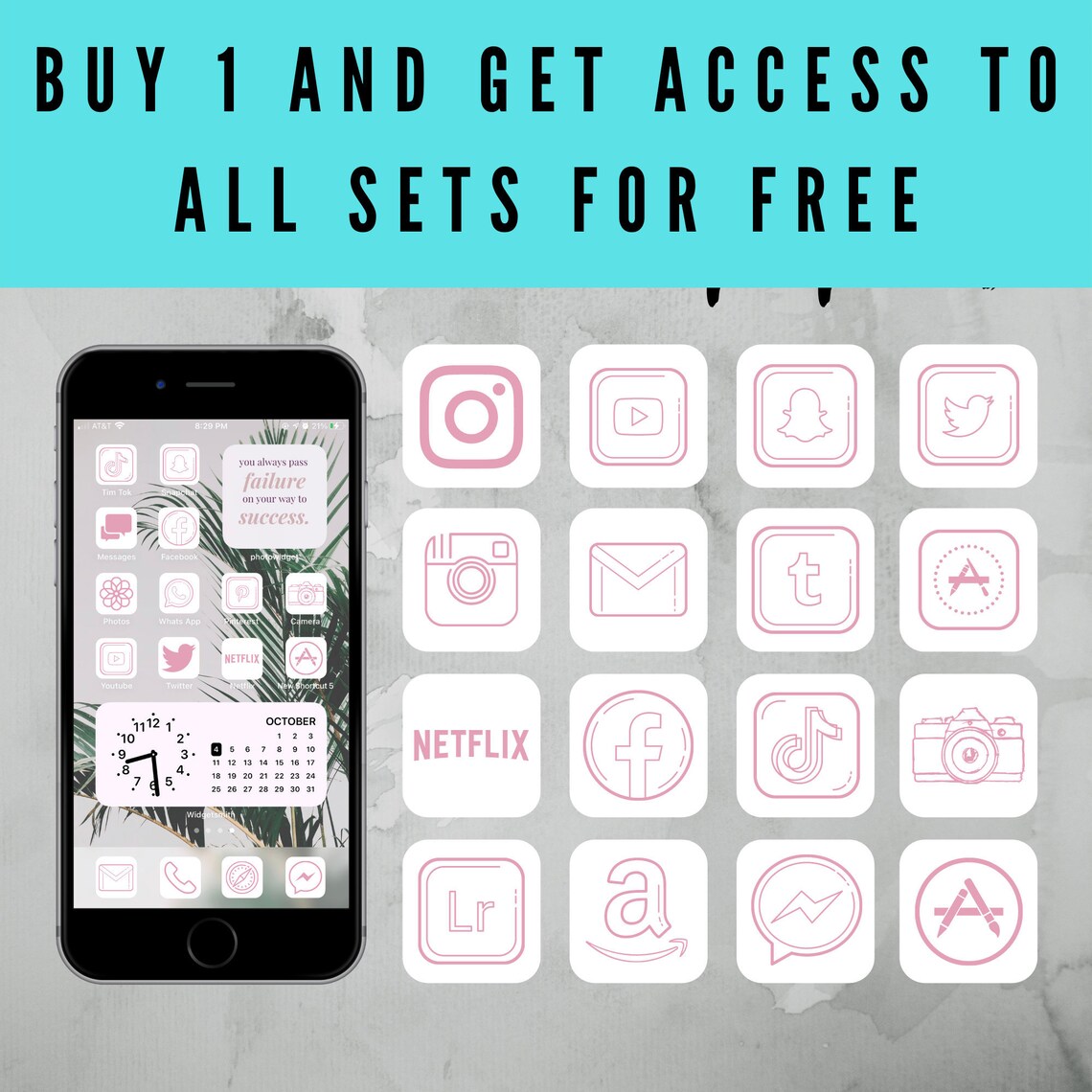 100 App Icons for Ios 14 in Pink and White. Ios14 App Icons - Etsy