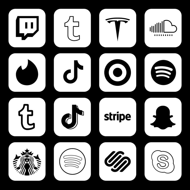 App Icons White and Black Minimalist Theme for Ios 14 - Etsy