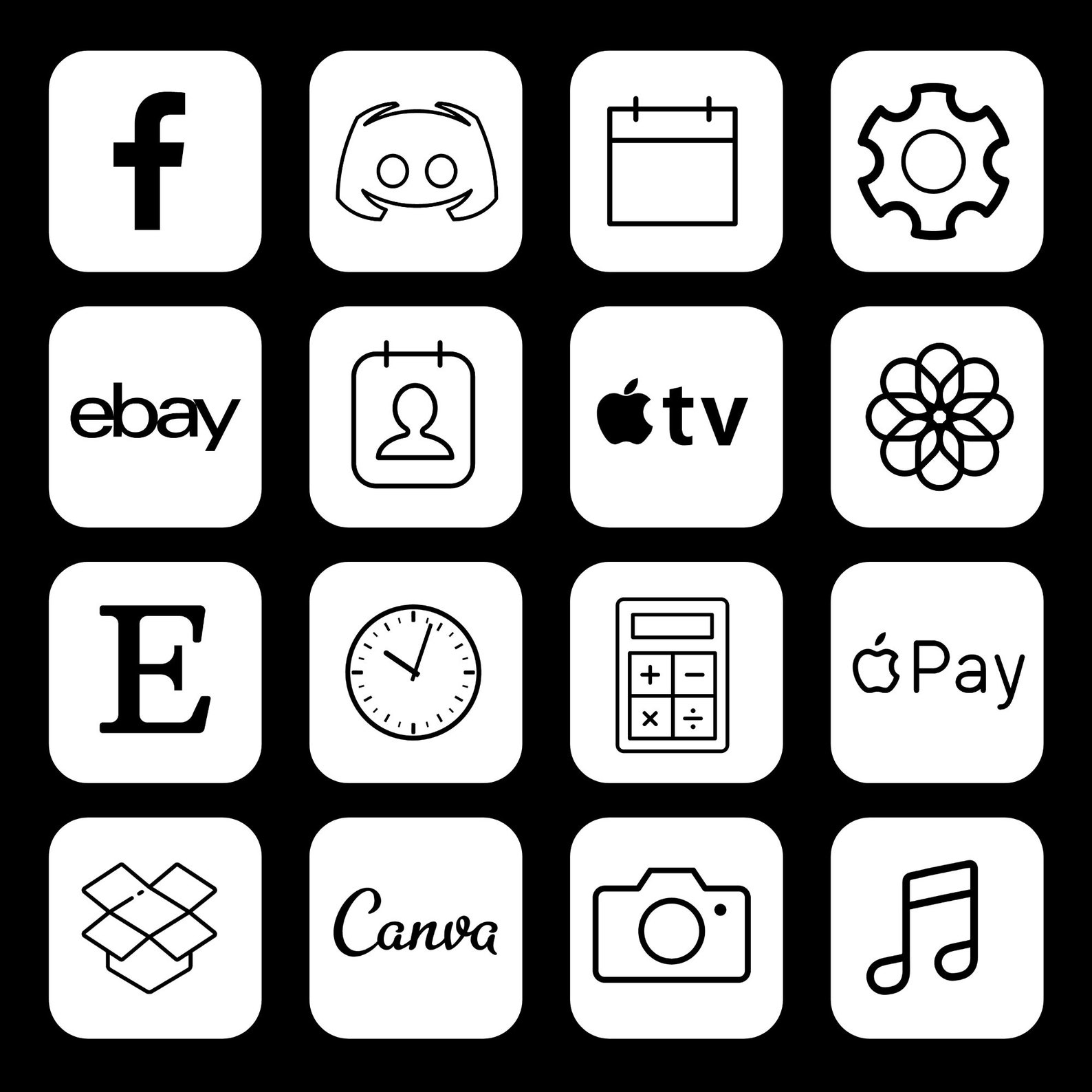 App Icons White and Black Minimalist Theme for Ios 14 - Etsy