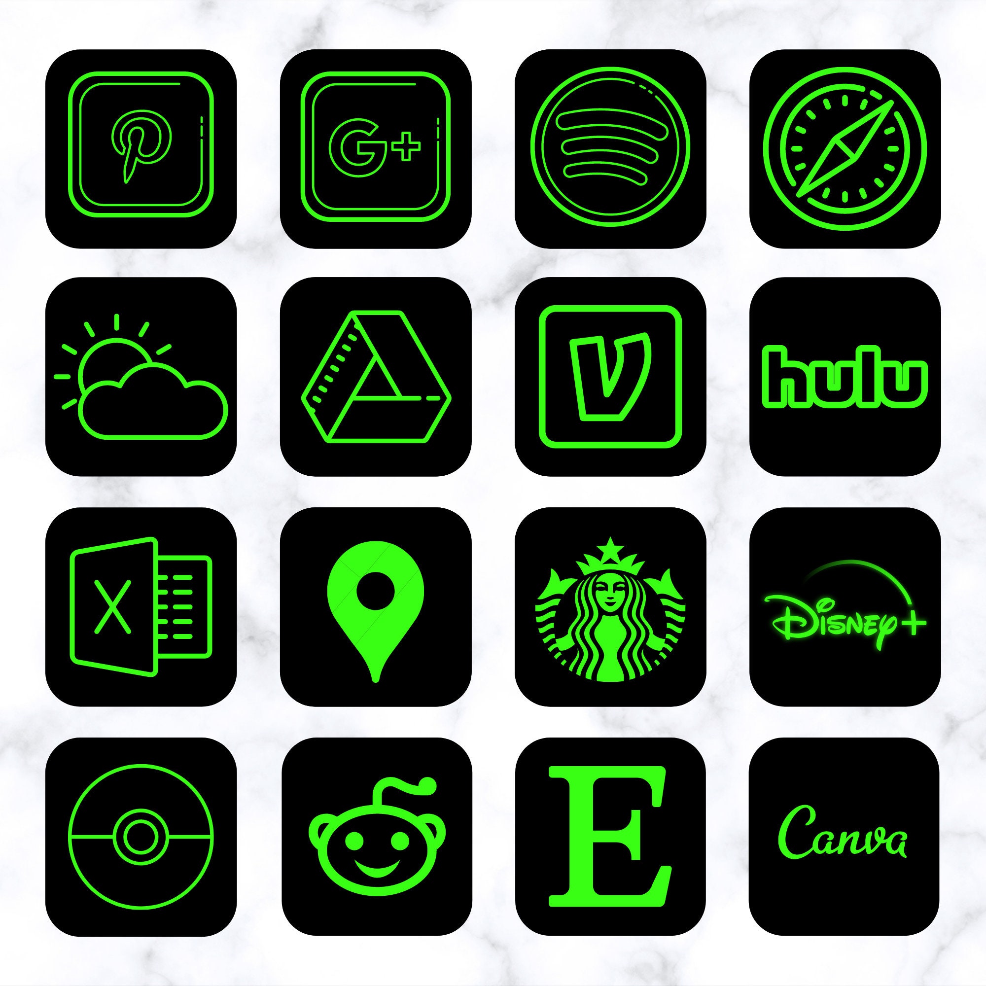 App Icons Green for Ios 14 to Customize Your iPhone Home Screen. Ios14 ...