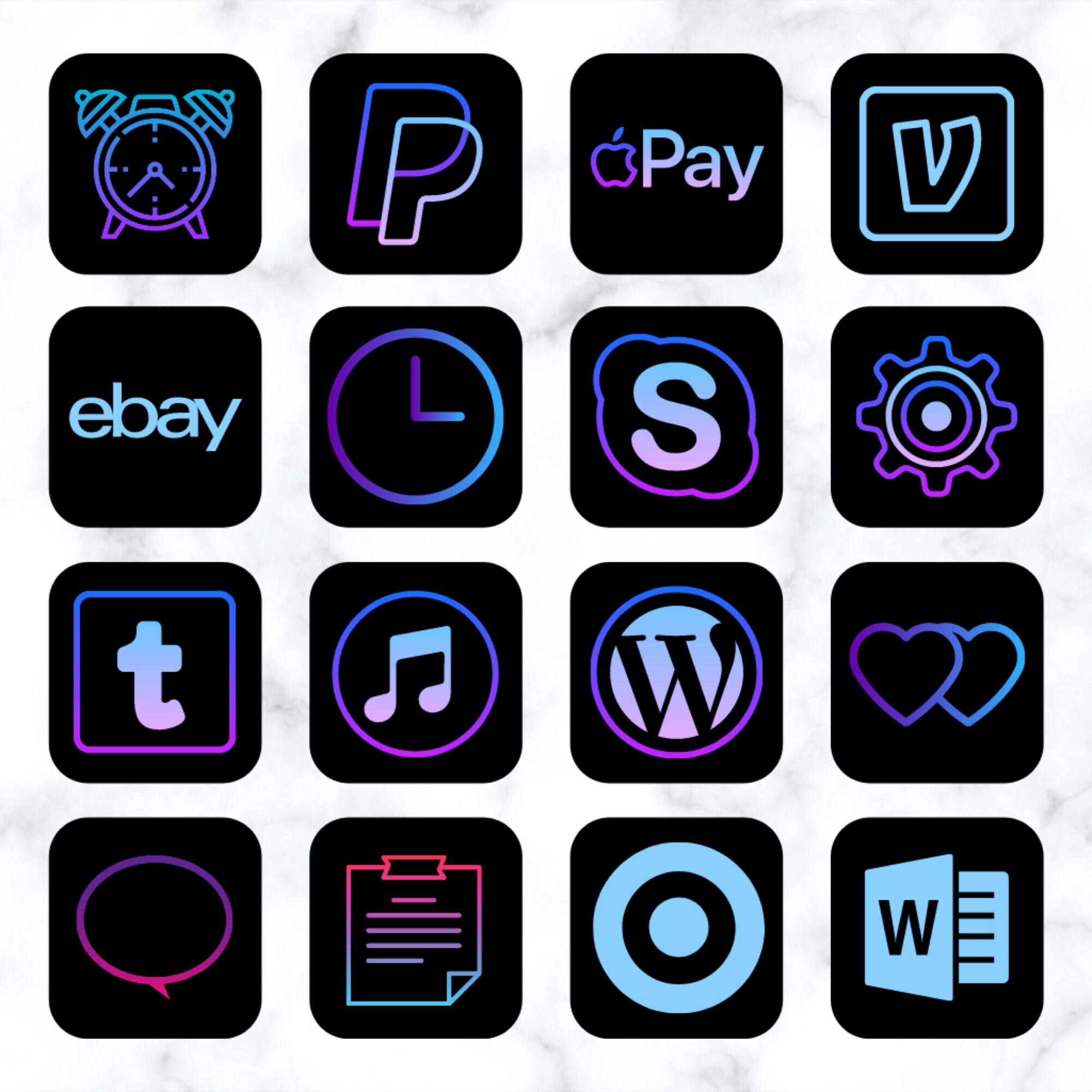 App Icons Black, Widget Icons App Covers for Ios 14 Add a Aesthetic ...