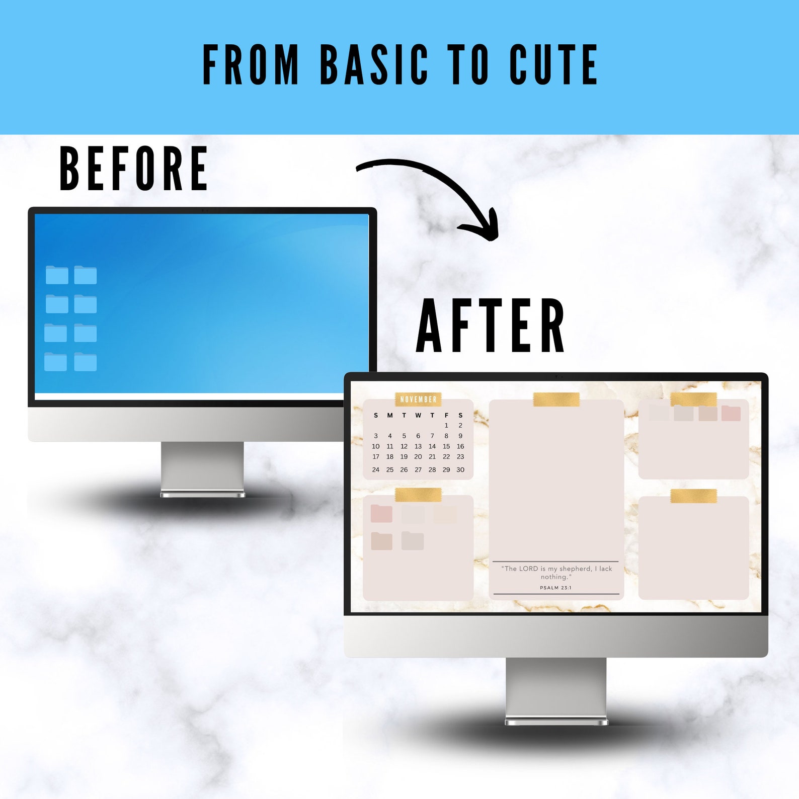 Desktop Wallpaper With Folder Icons and Monthly Calendar Minimalist ...
