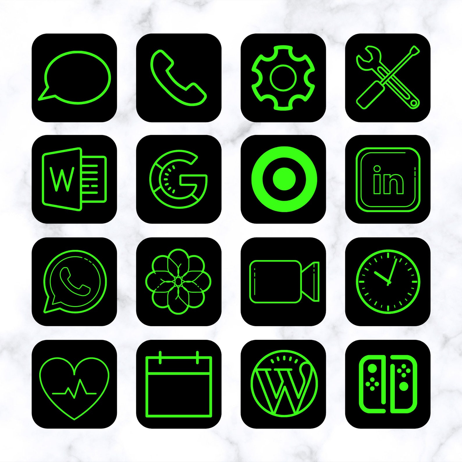App Icons Green for Ios 14 to Customize Your iPhone Home Screen. Ios14 ...