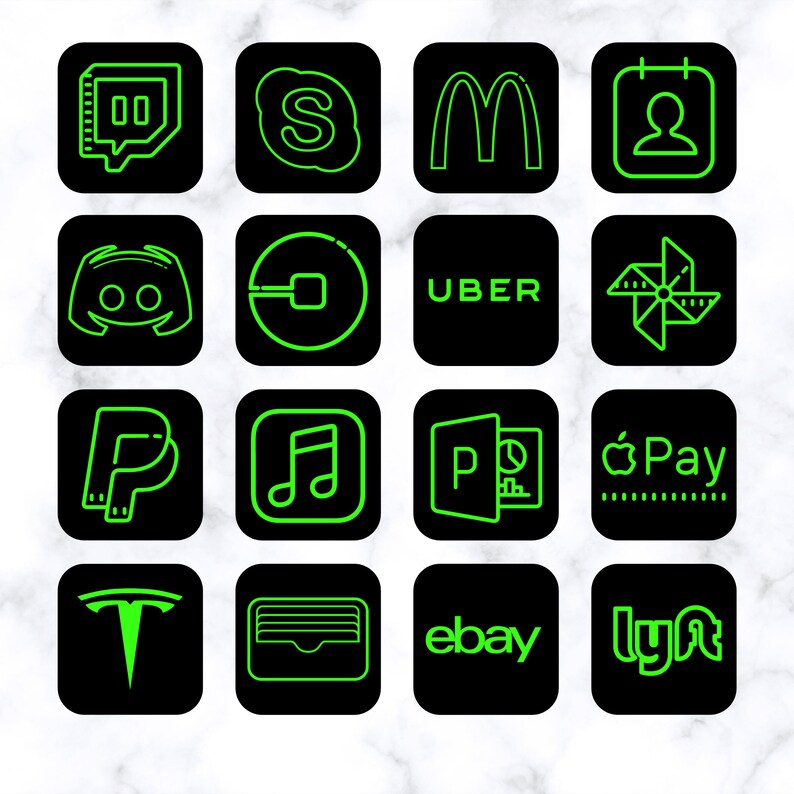 App Icons Green for Ios 14 to Customize Your iPhone Home Screen. Ios14 ...
