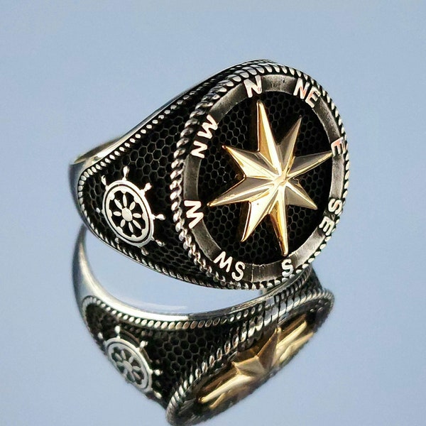 Mens Compass Rose Ring - Etsy