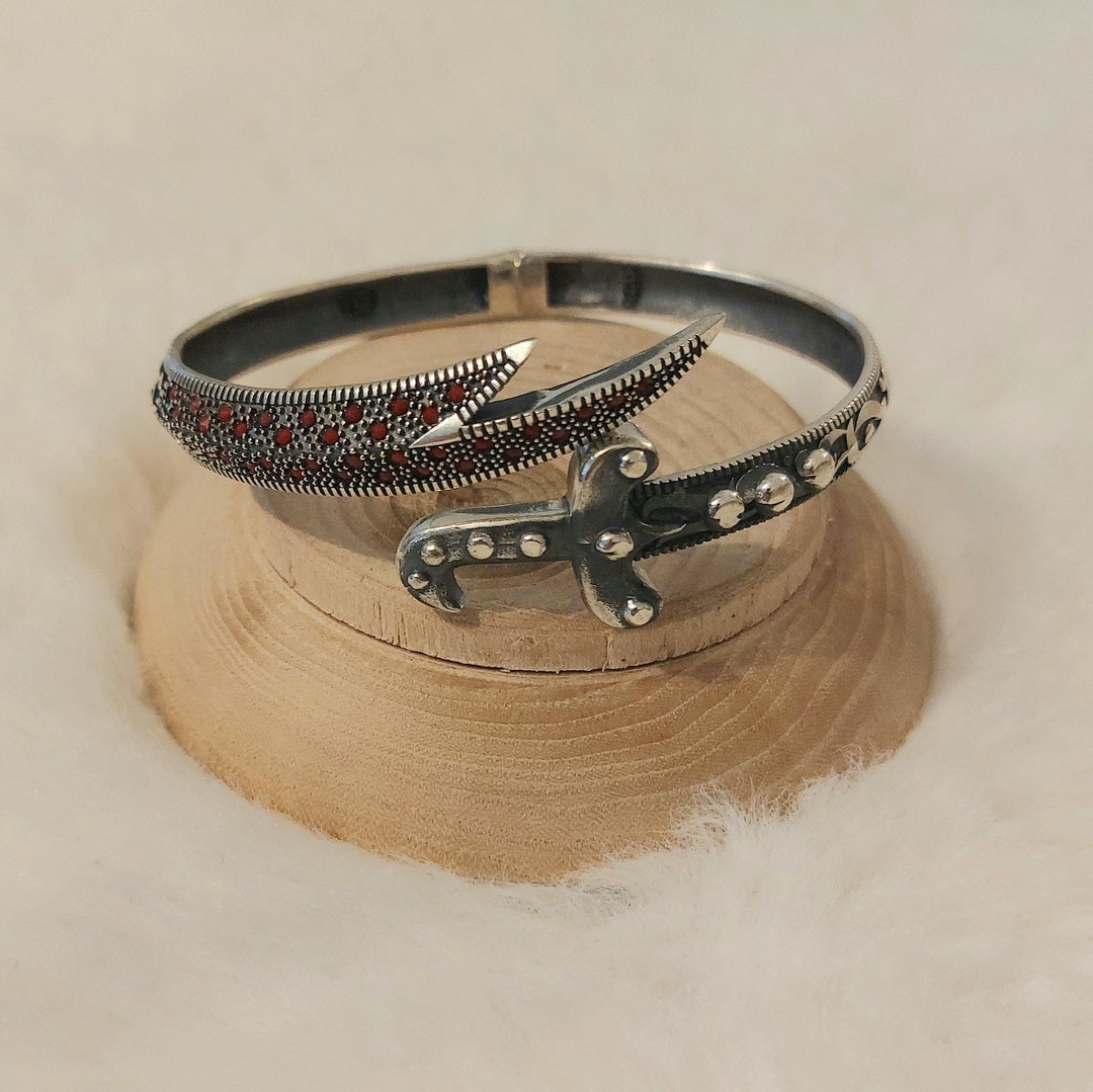 925k Silver Handmade Adjustable Sword Bracelet , Mens Zulfiqar Bracelet ...