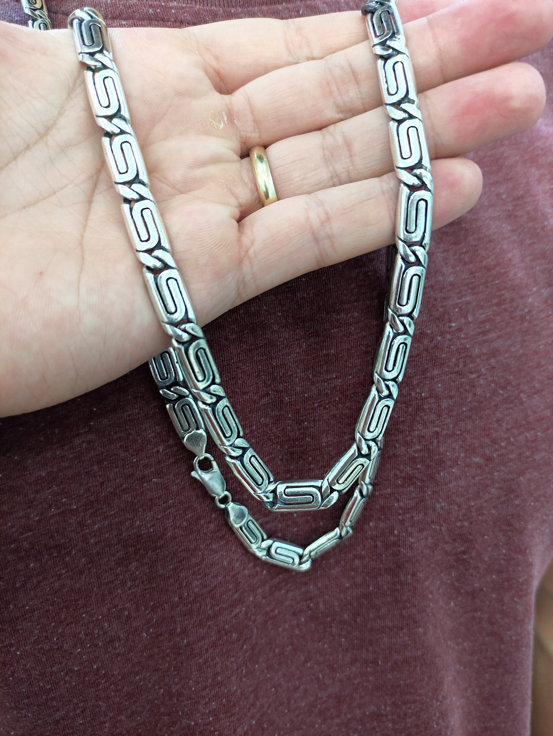 925K Sterling Silver Handmade Chain Silver Men Necklace - Etsy