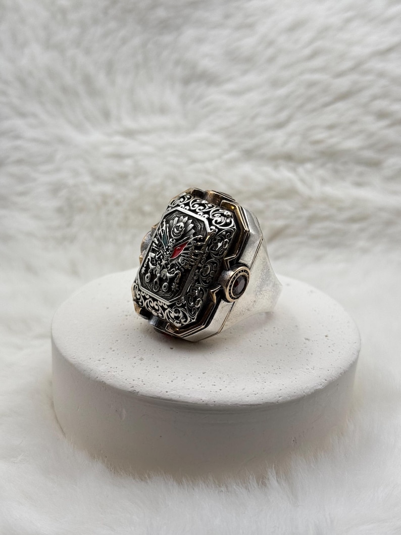 Handmade 925K Silver Men's Ring, Heavy Ottoman Standard Signet Ring ...