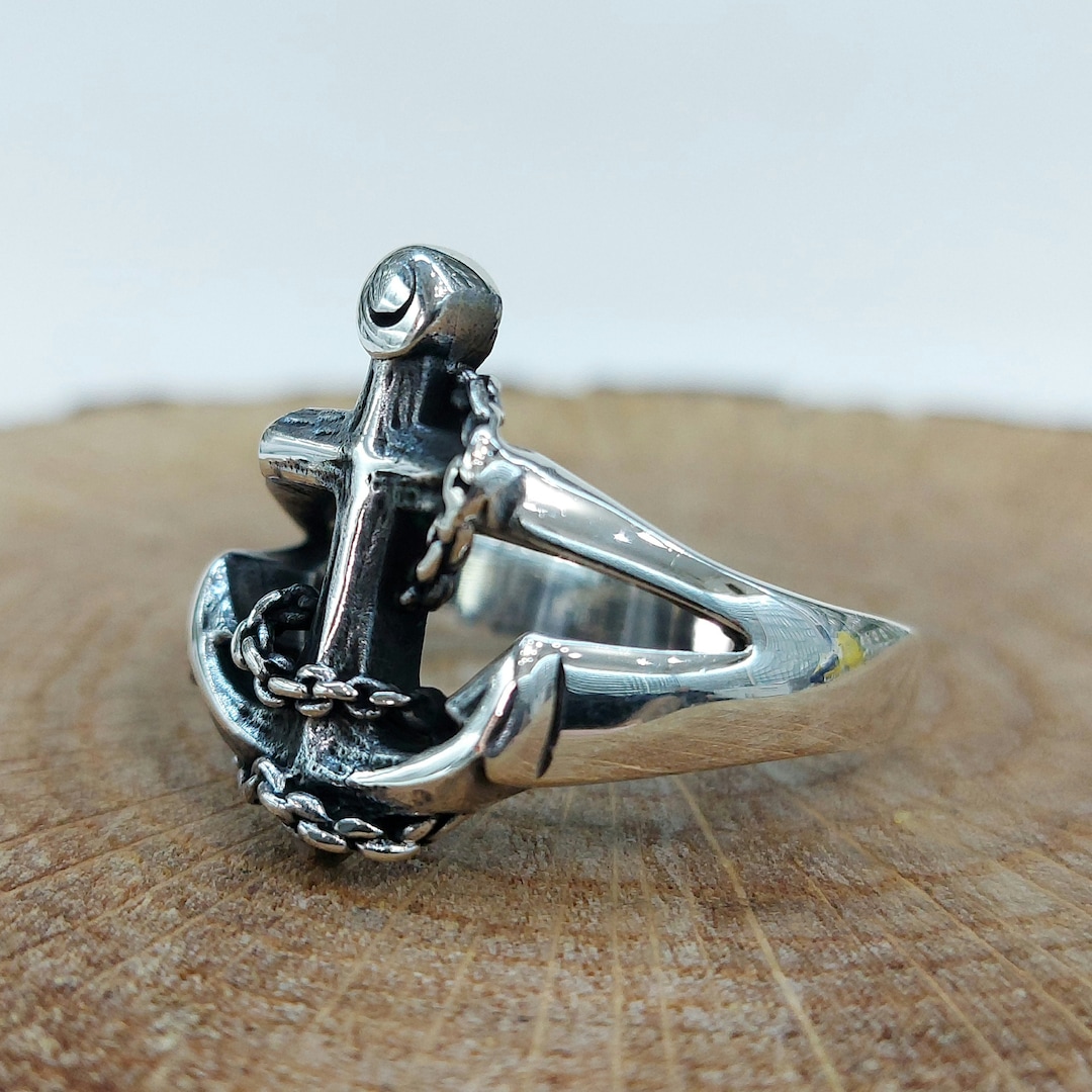 925k Anchor Men Ring, Mens Handmade Ring, Turkish Handmade Silver Men ...