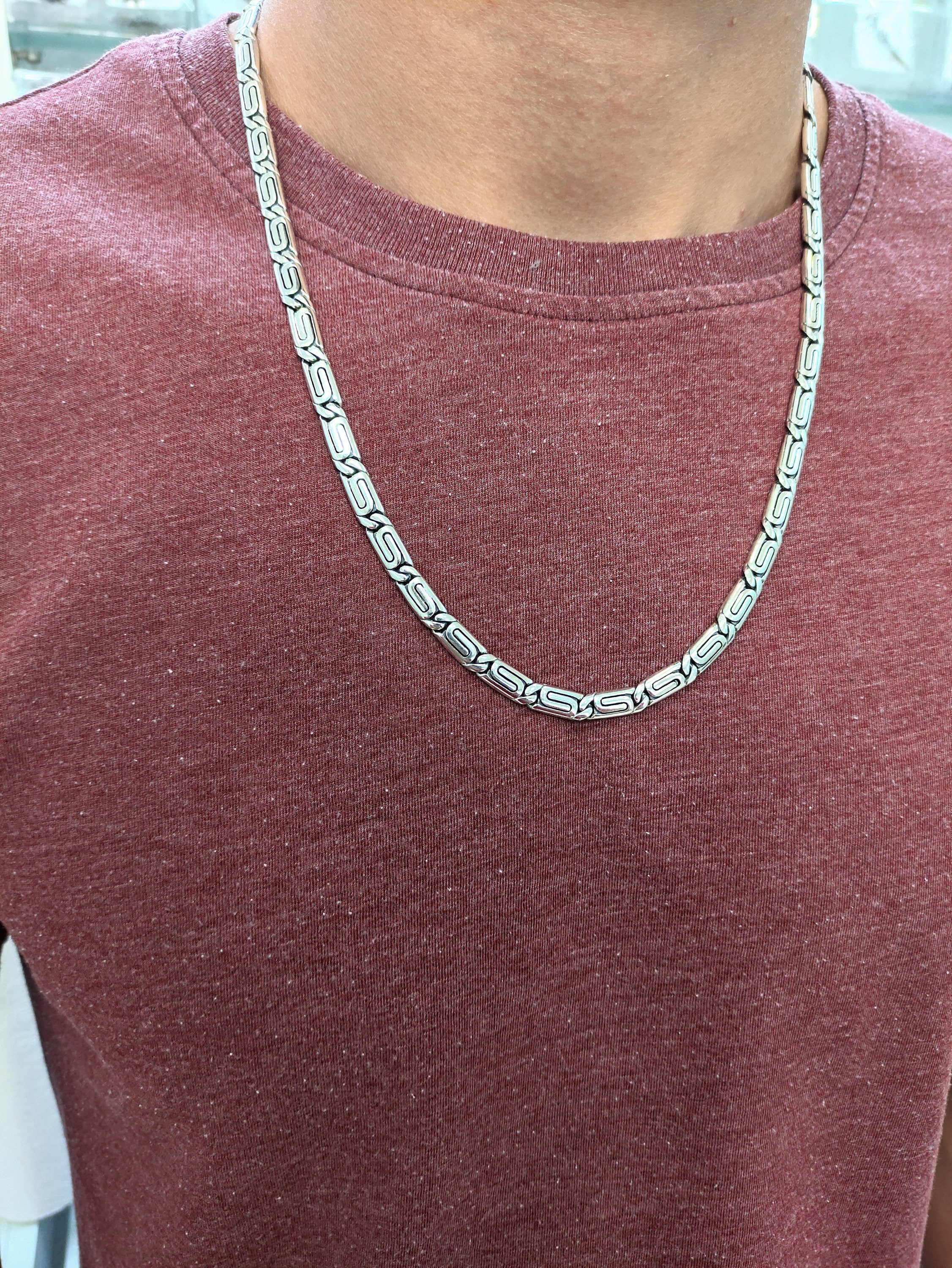 925K Sterling Silver Handmade Chain Silver Men Necklace - Etsy