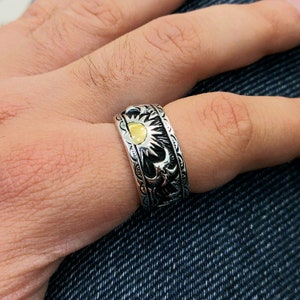Nature Themed Handmade Silver Men Ring - Etsy