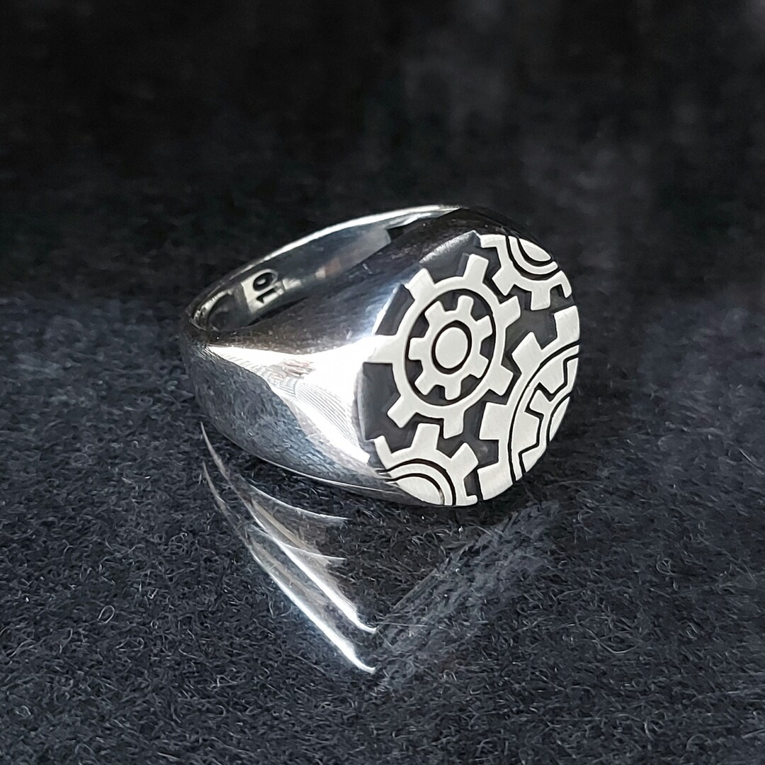 925 Sterling Silver Clock Wheel Model Handmade Ring , Watch Wheel Theme ...