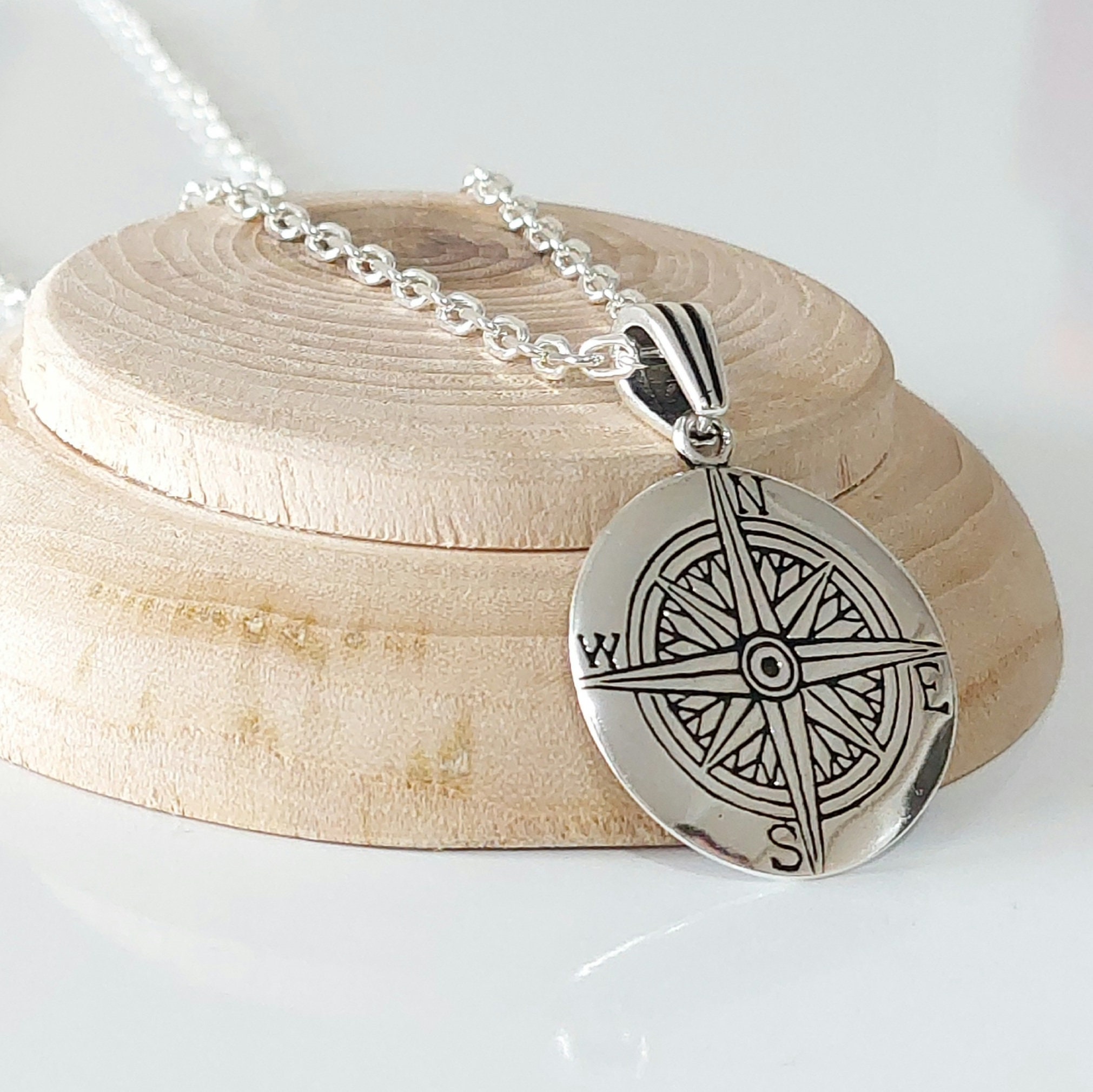 925k Silver Compass Pendant 925 Silver Compass Men Necklace | Etsy