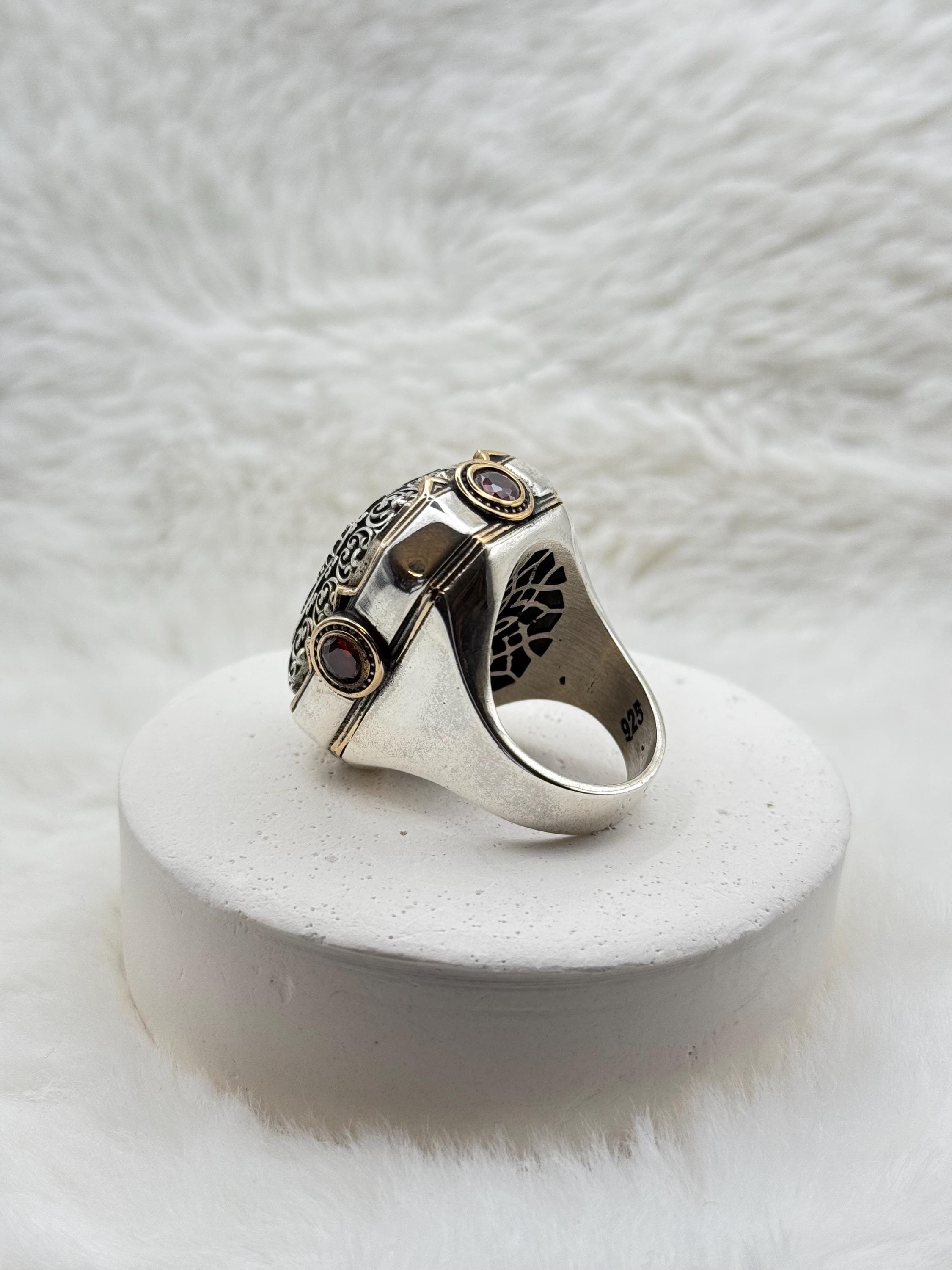 Handmade 925K Silver Men's Ring, Heavy Ottoman Standard Signet Ring ...