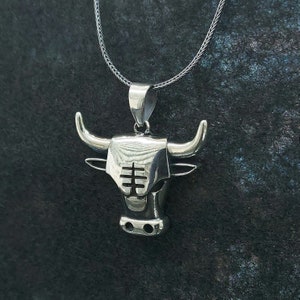 Wild Bull Silver Mens Necklace, Best Bull Men Necklace, Zodiac Bull ...
