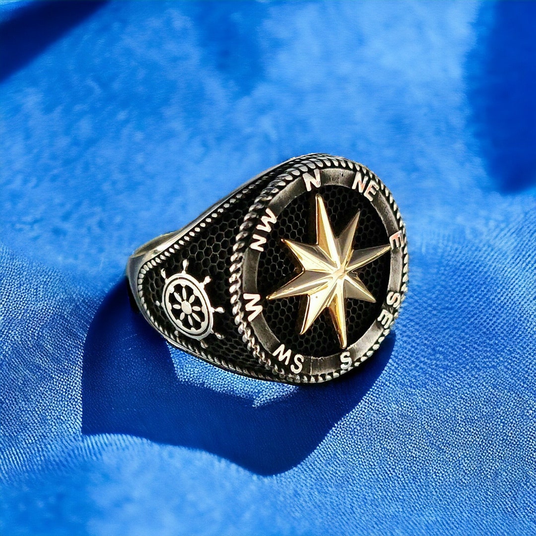 Handmade Sterling Silver Compass Ring - Nautical Jewelry Gift - Etsy