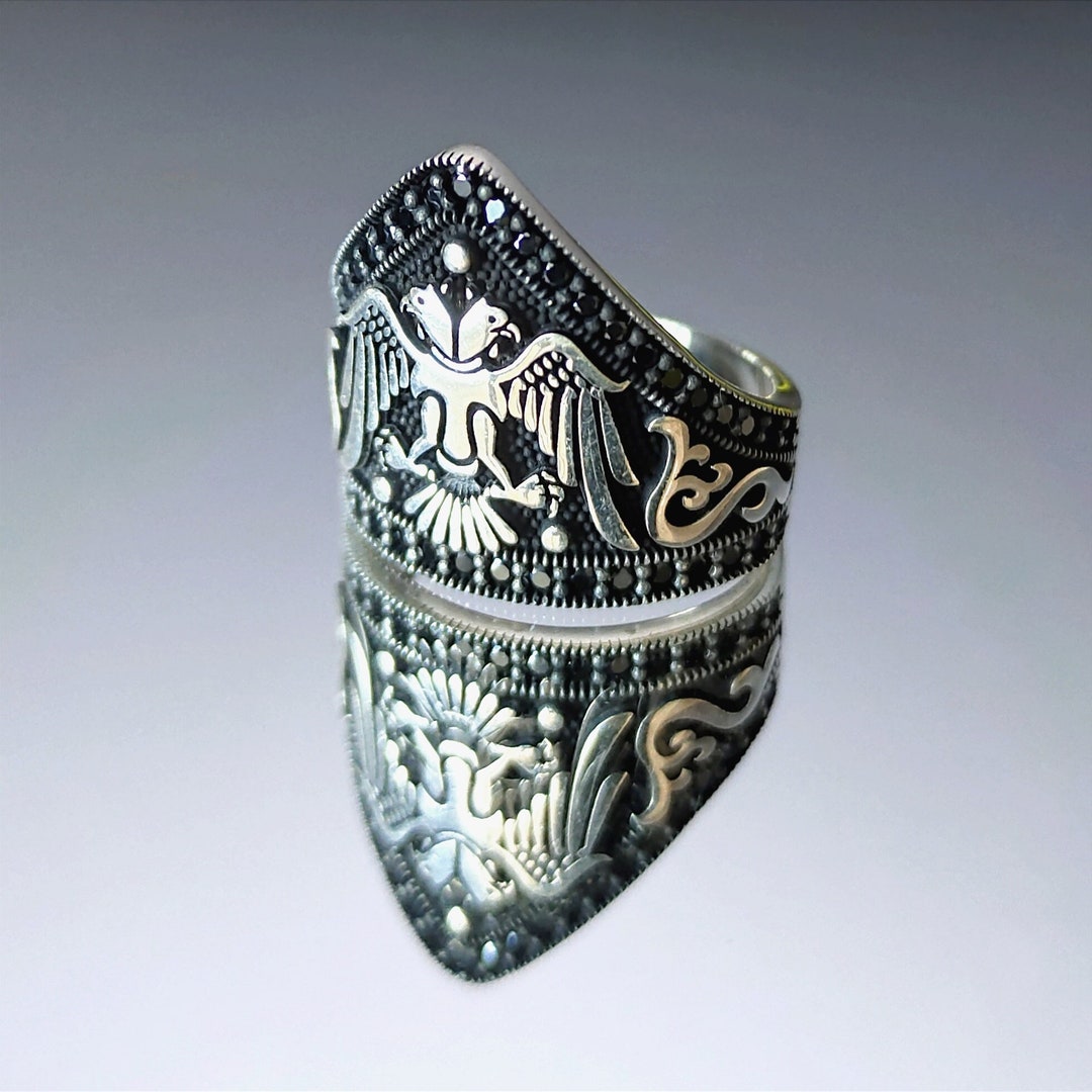 Men's Eagle Thumb Ring , Men Handmade Double Headed Eagle Ring ...