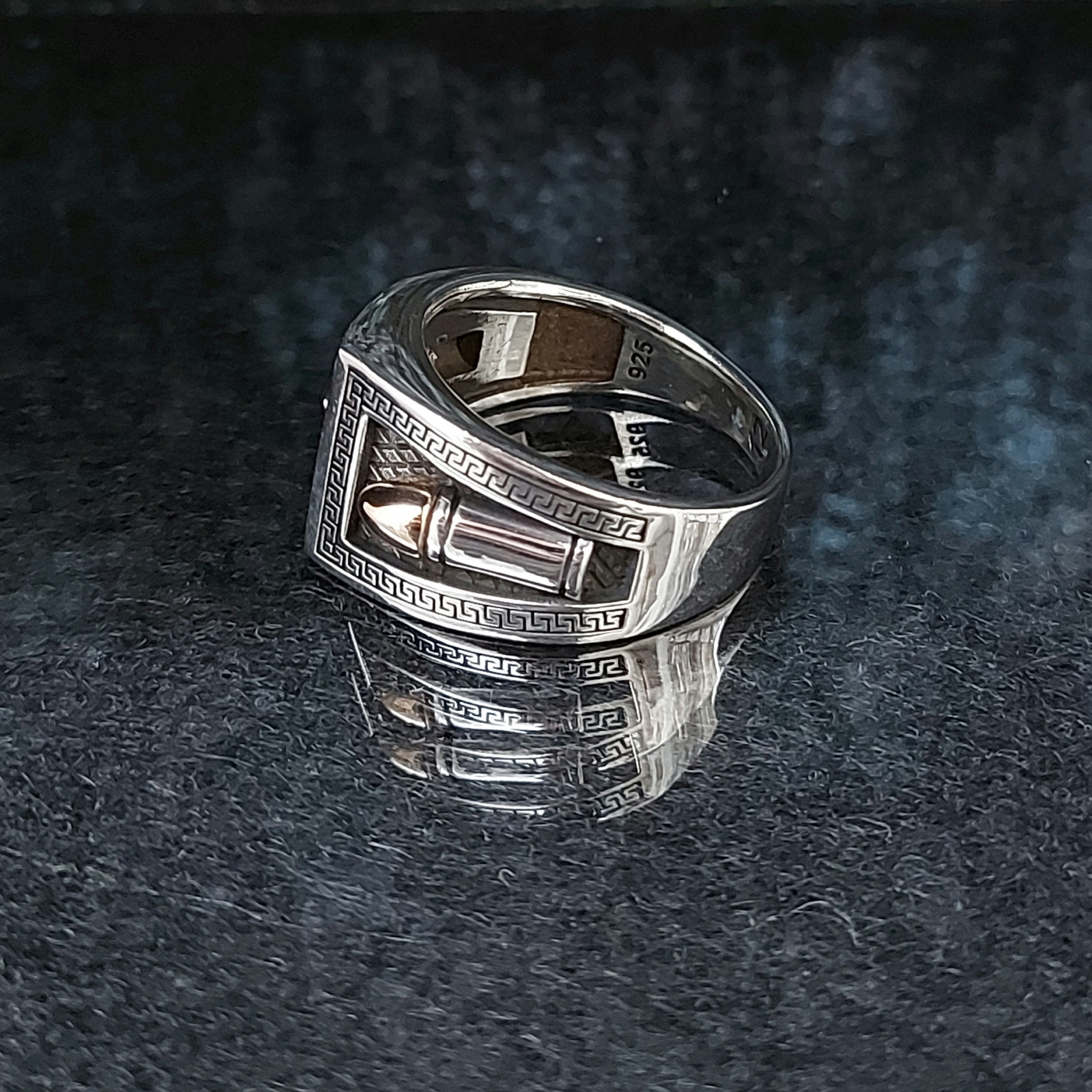 Bullet Design With Greek Key Embroidery 925 Sterling Silver - Etsy