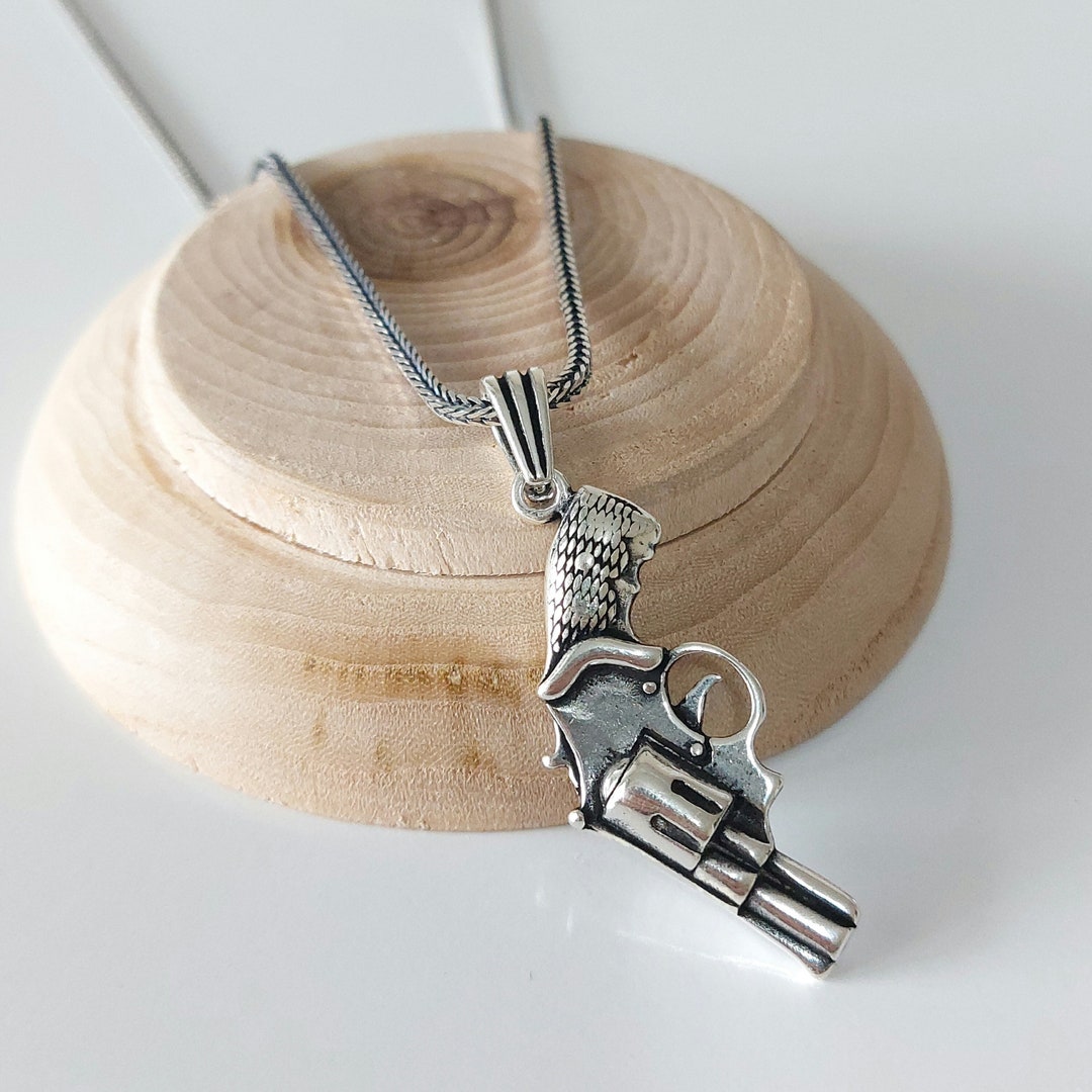 925k Silver Pistol, Gun Pendant in Silver 925, Sterling Silver Men ...