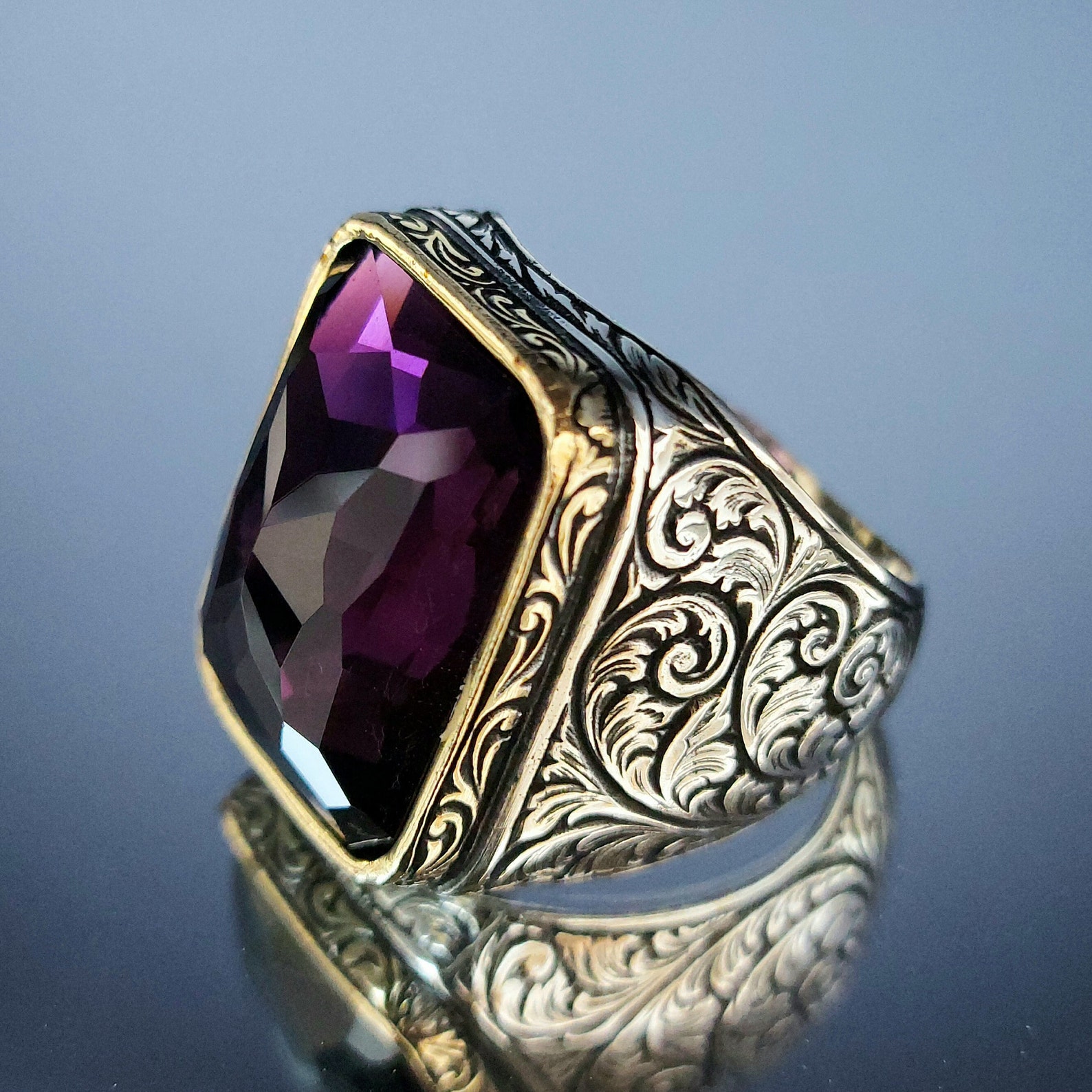 Handmade Sterling Silver Amethyst Ring: Turkish Design - Etsy