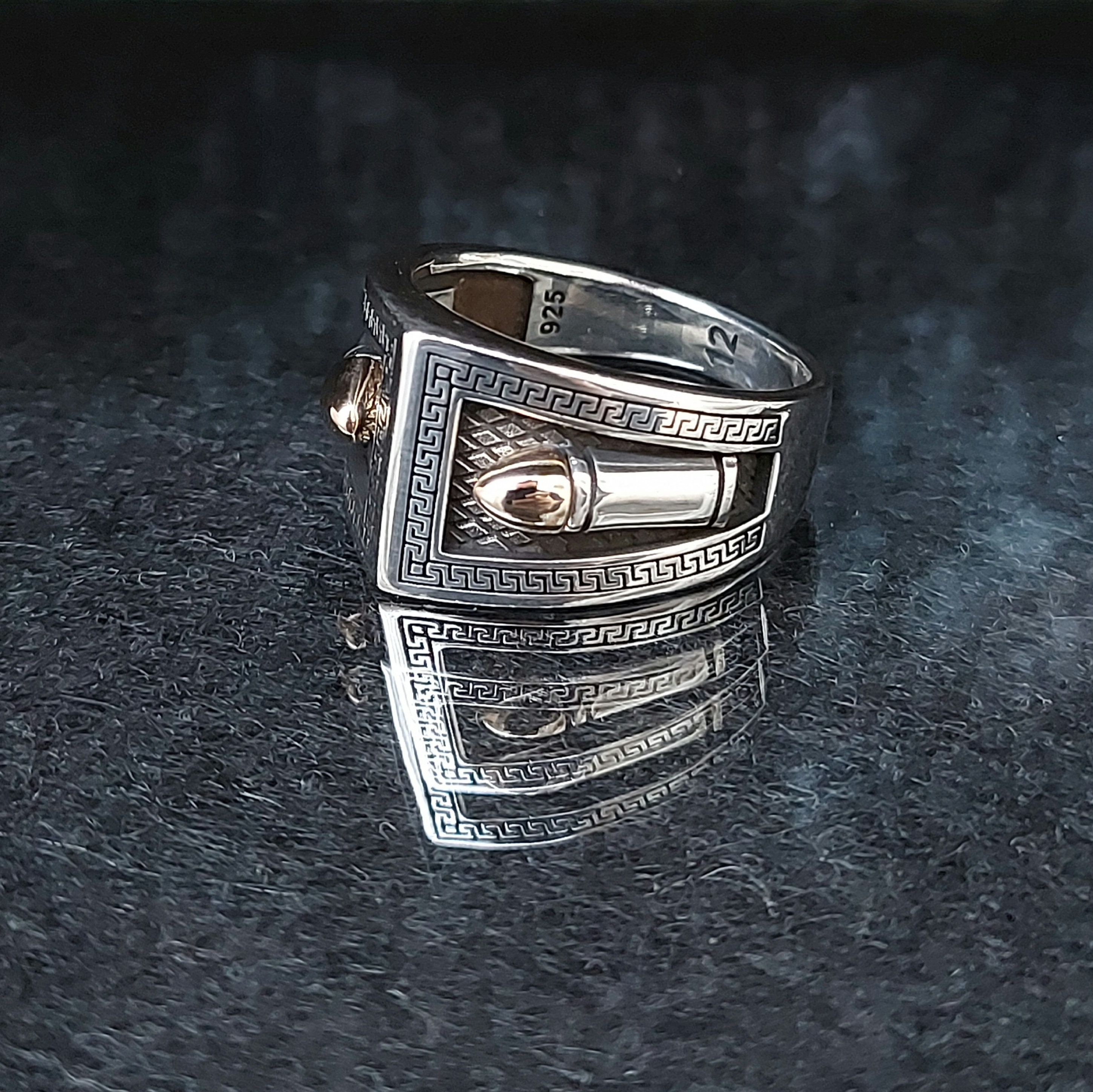 Bullet Design With Greek Key Embroidery 925 Sterling Silver - Etsy