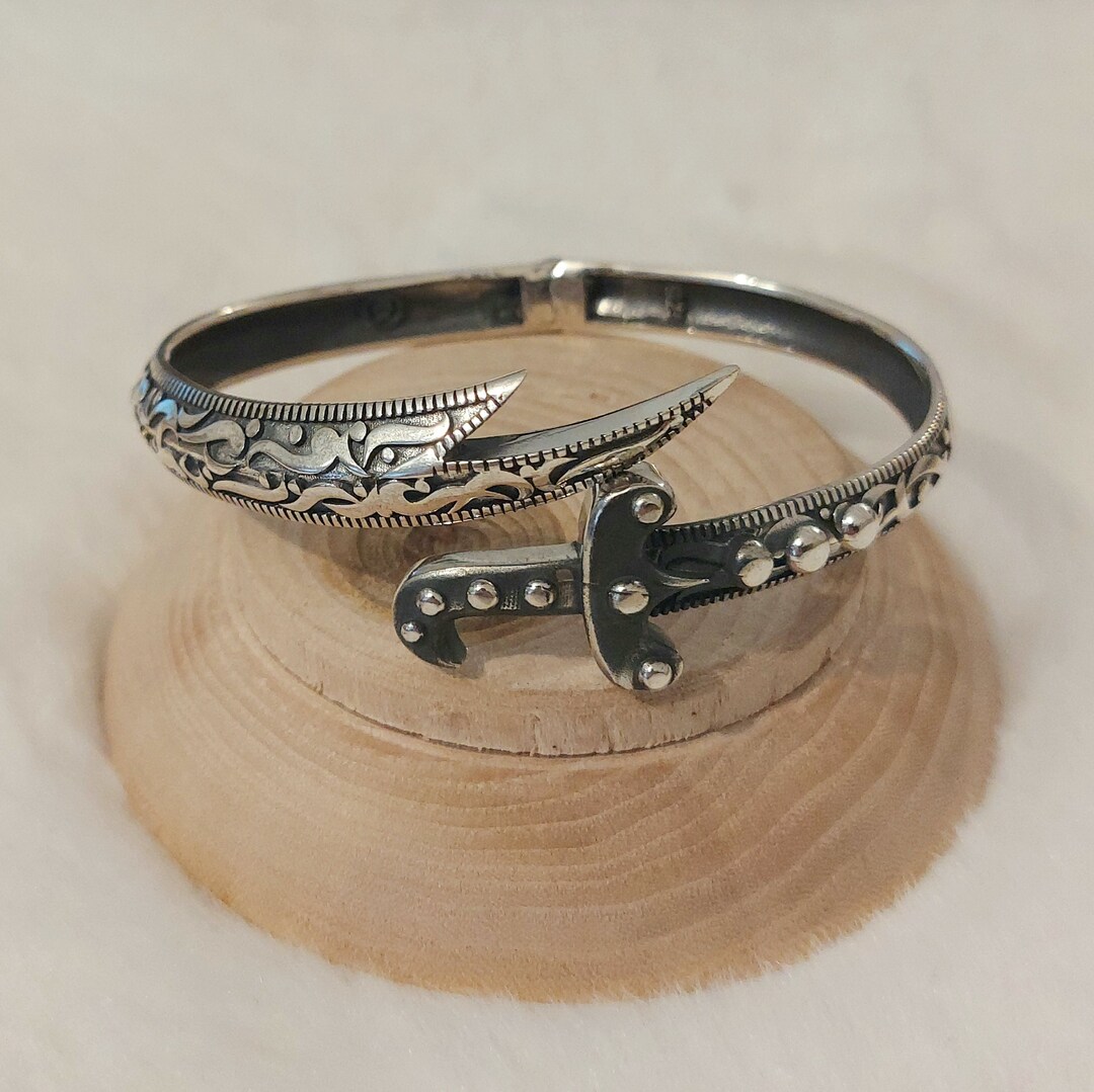 Silver Adjustable Sword Bracelet , Mens Zulfiqar Bracelet , Handmade ...