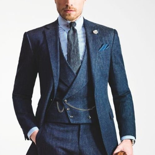 Brown 17 Num 3 Piece Tweed Suit Men Wedding Suit Groom Brown Etsy