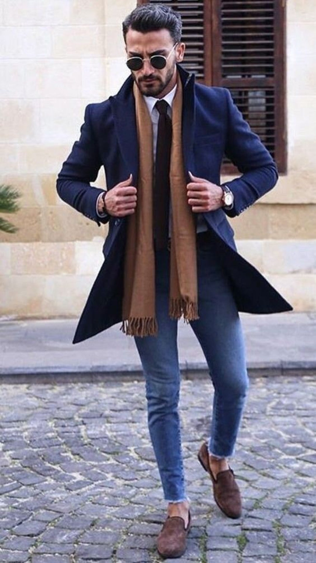Men Blue Winter Long Overcoat Long Trench Coat Navy Blue Long - Etsy