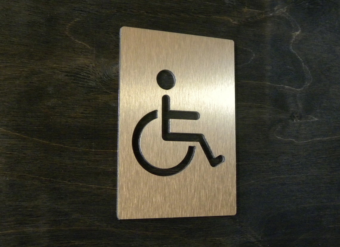 Aluminum Disability Bathroom Door Sign. Bathrooms Brushed Aluminum ...