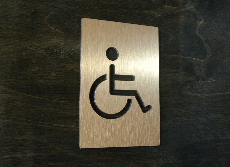 Aluminum Disability Restroom Door Sign. Cooper Brushed Aluminum ...