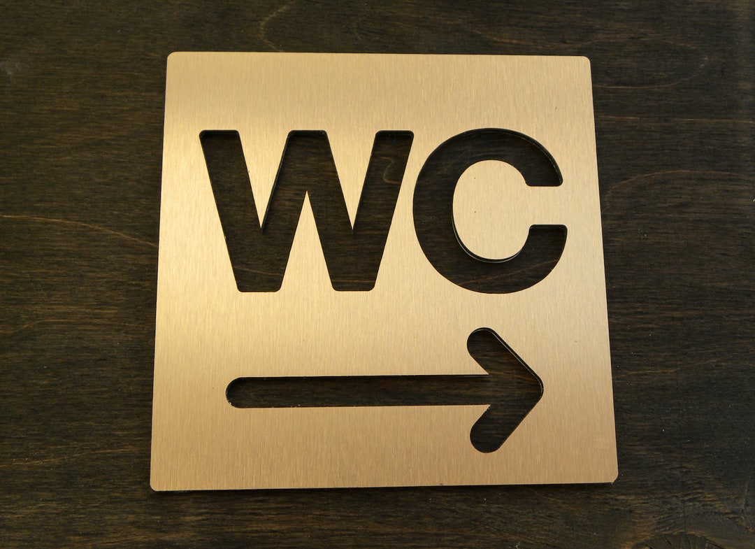 Restroom Arrow Door Signs. Commercial Bathroom Plaque With Arrows. WC ...