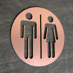 Restroom Round Door Sign. Stainless Adhesive Signs for Restrooms ...