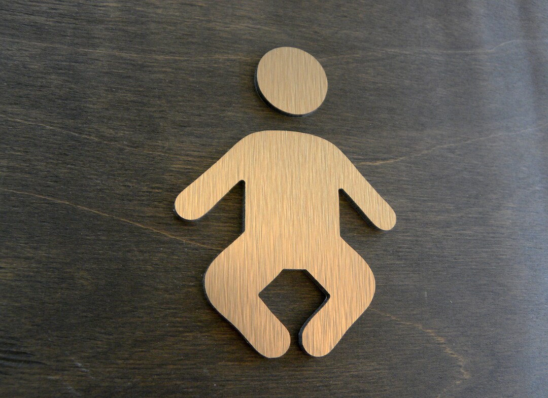 Door Signs for Babies . Bronze Symbol Figures Plate. Modern Diaper ...