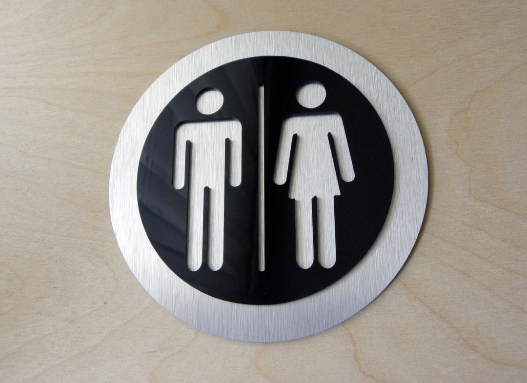 Modern Restroom Door Sign. Silver ACP & Acrylic Restroom Signs. Signs ...
