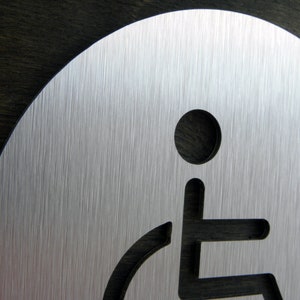 Disability Restroom Door Sign. Silver Brushed Aluminum Disabled Sign ...