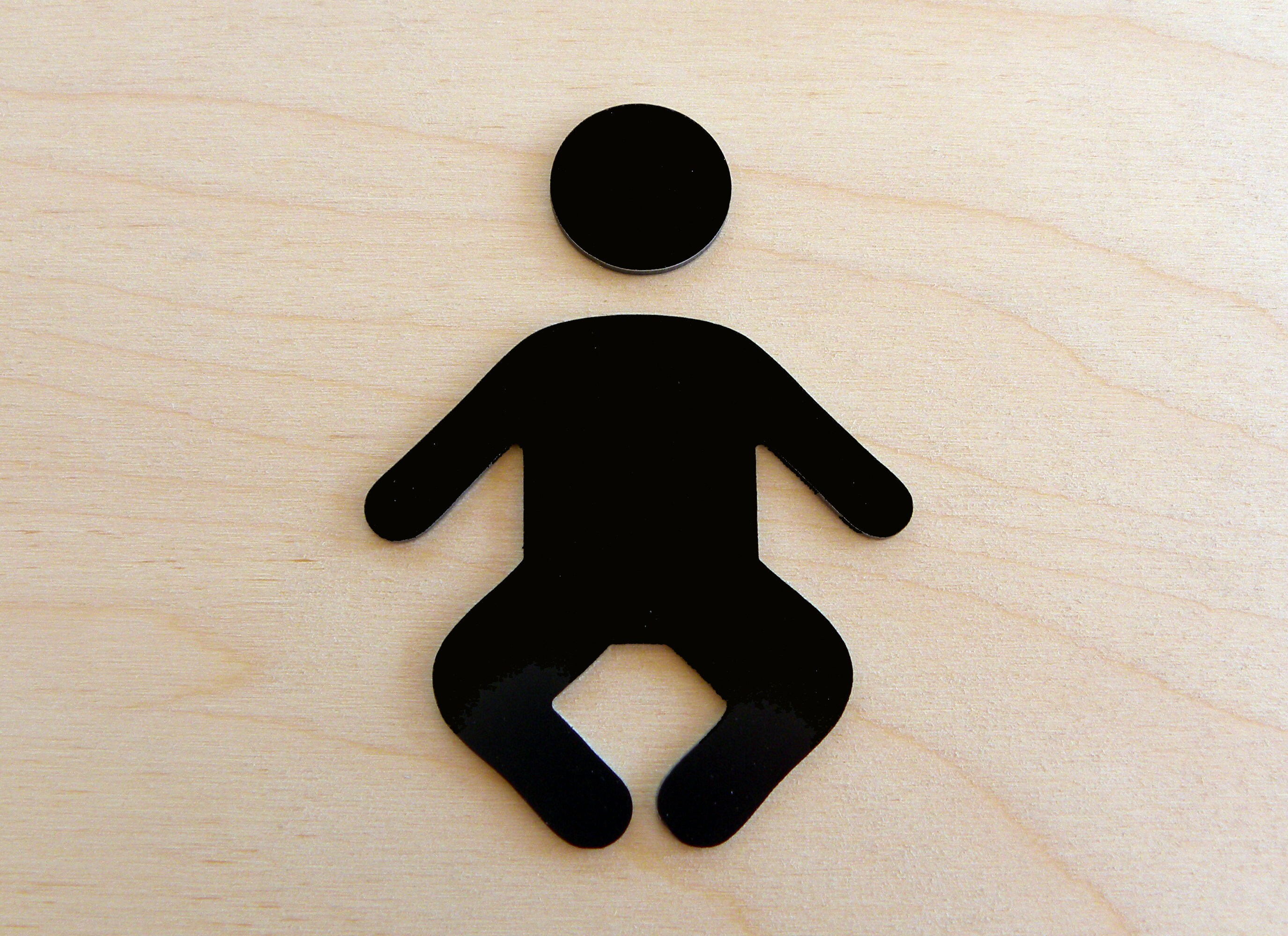 Baby Figure Door Sign . Babies Black Symbol Plate. Modern Diaper Change ...