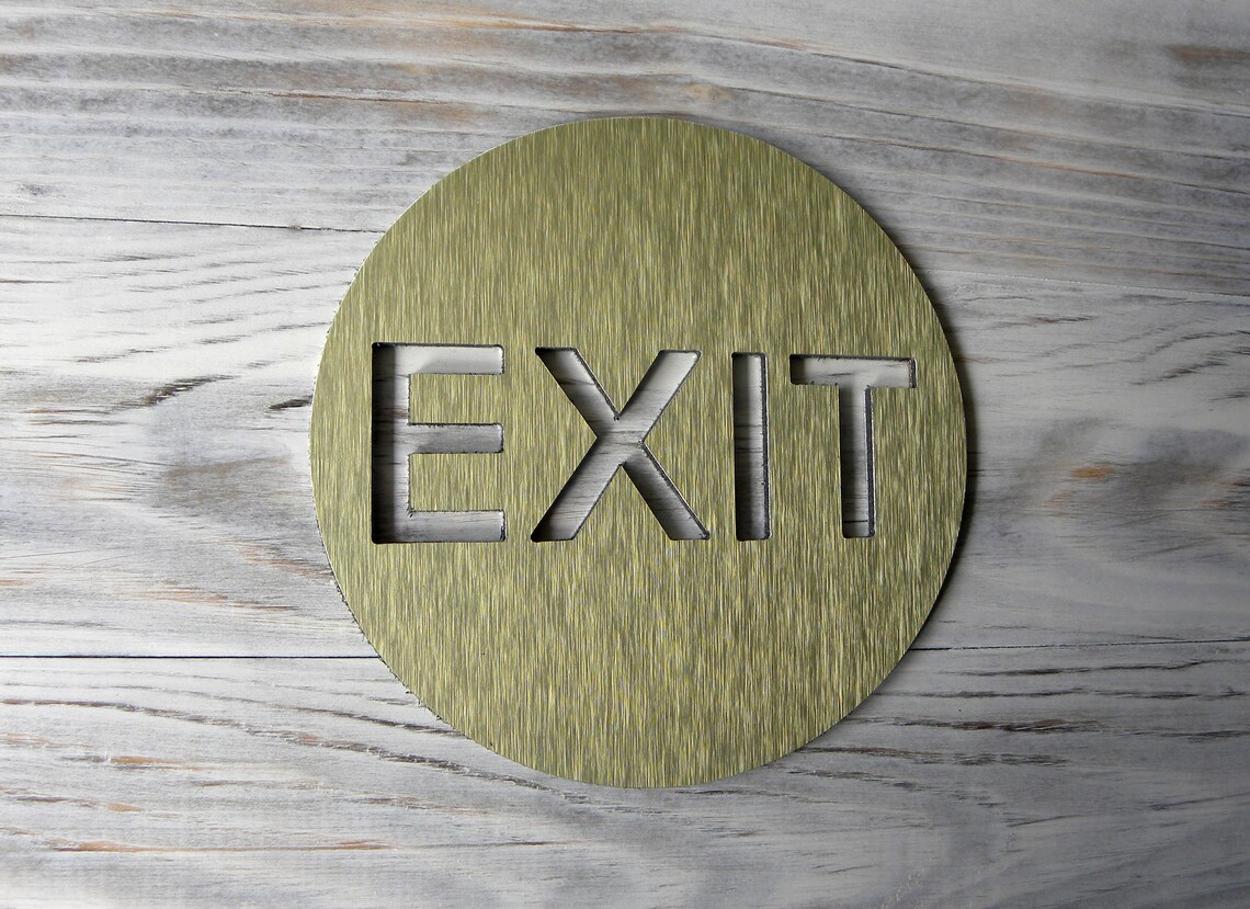 Exit Information Door Sign. Silver Brushed Aluminum Wall Exit Signs ...