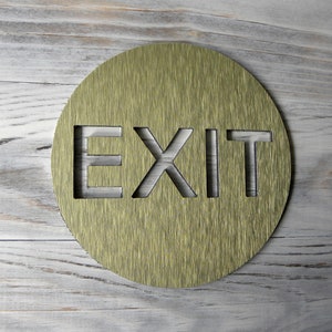 Exit Information Door Sign. Silver Brushed Aluminum Wall Exit Signs ...