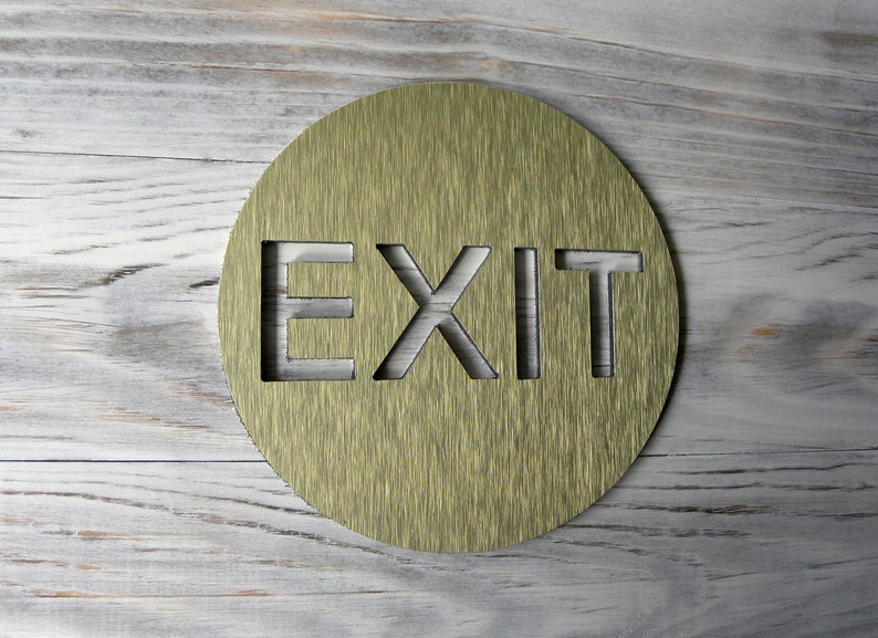 Exit Information Door Sign. Silver Brushed Aluminum Wall Exit - Etsy