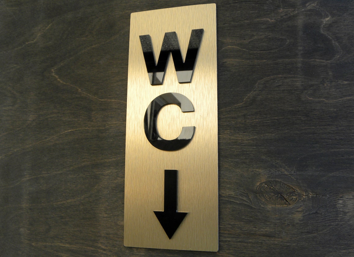 Restroom Vertical Wall Sign. Restrooms Door Signs With Arrows. Restroom ...